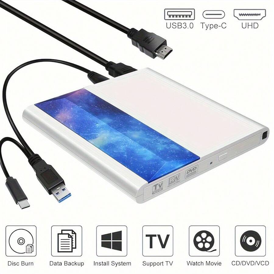 Portable DVD Player, USB3.0 External CD Drives Player HD Multimedia ...