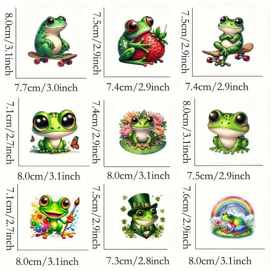 12 parches de transferencia de calor planchados con diseño de rana para ...