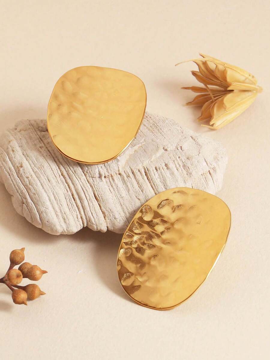 Stylish Potato Chip Stud Earrings Jewellery 18k Gold Plated High-End ...