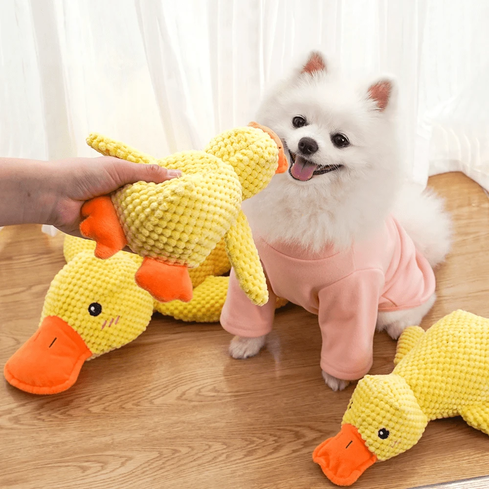 Dog Calming Toy Cute Stuffed Duck Puppy Teeth Cleaning Molar Toys Bite ...