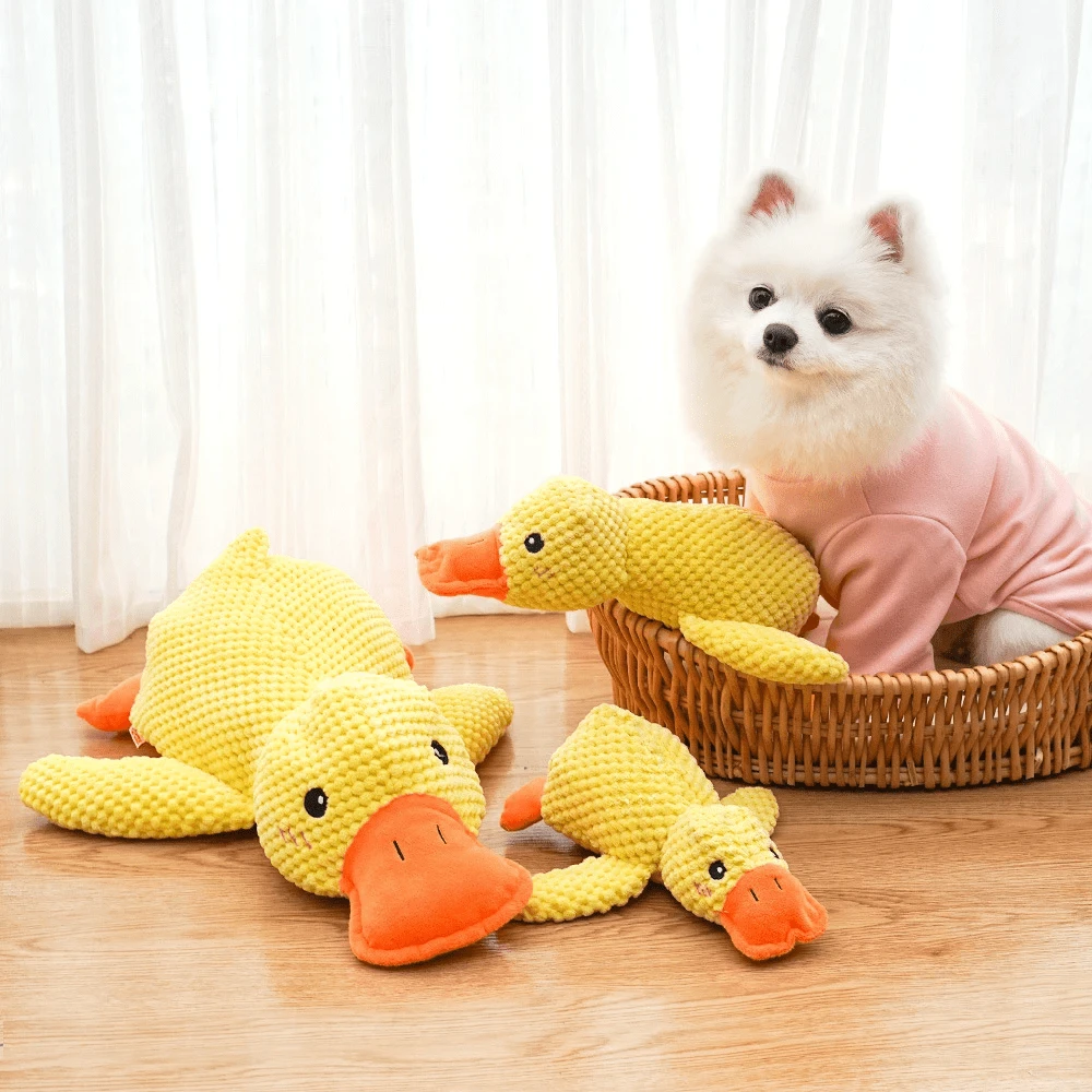 Dog Calming Toy Cute Stuffed Duck Puppy Teeth Cleaning Molar Toys Bite ...