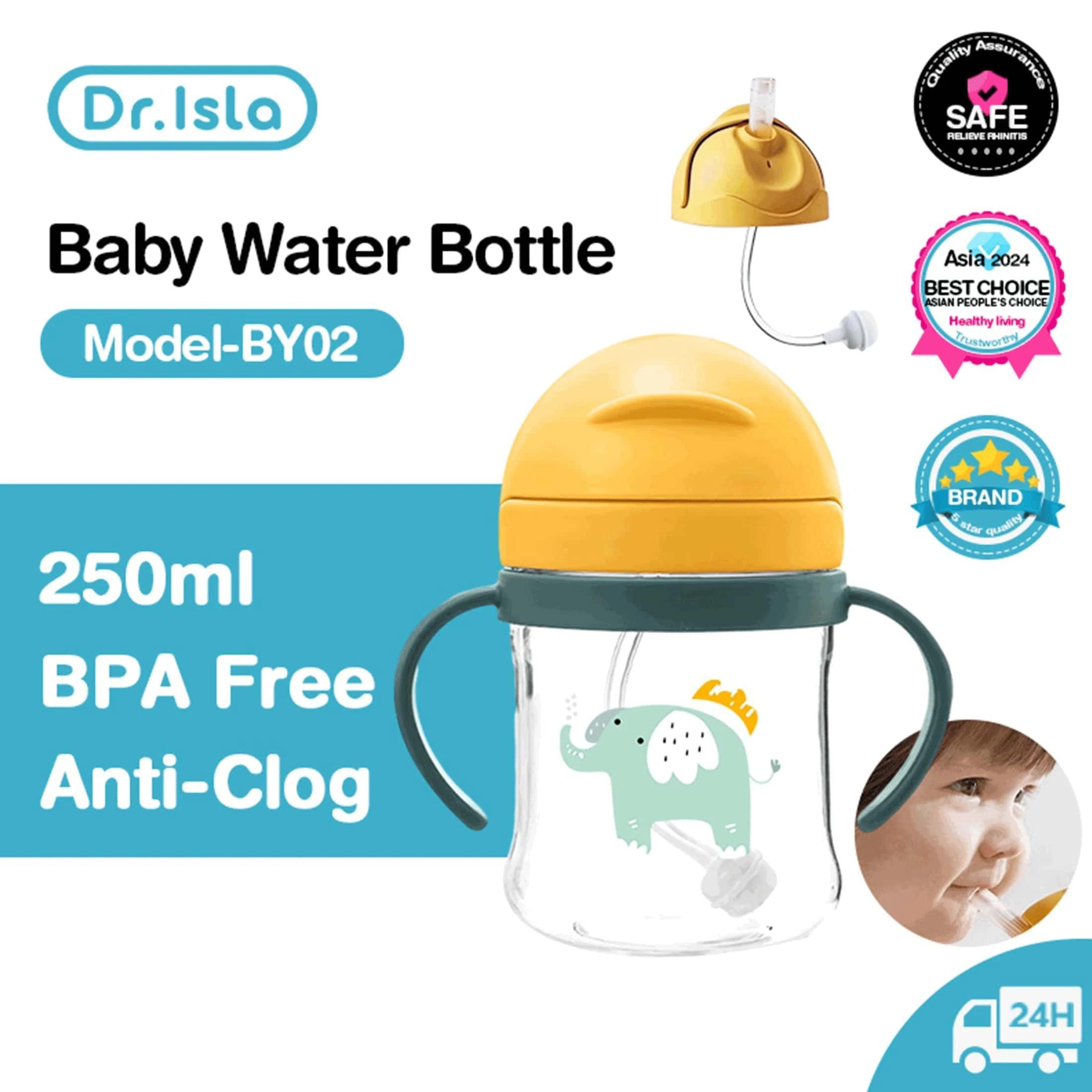 Dr.Isla Cartoon Character Infant/Child Water Bottle, 250ml/300ml for ...