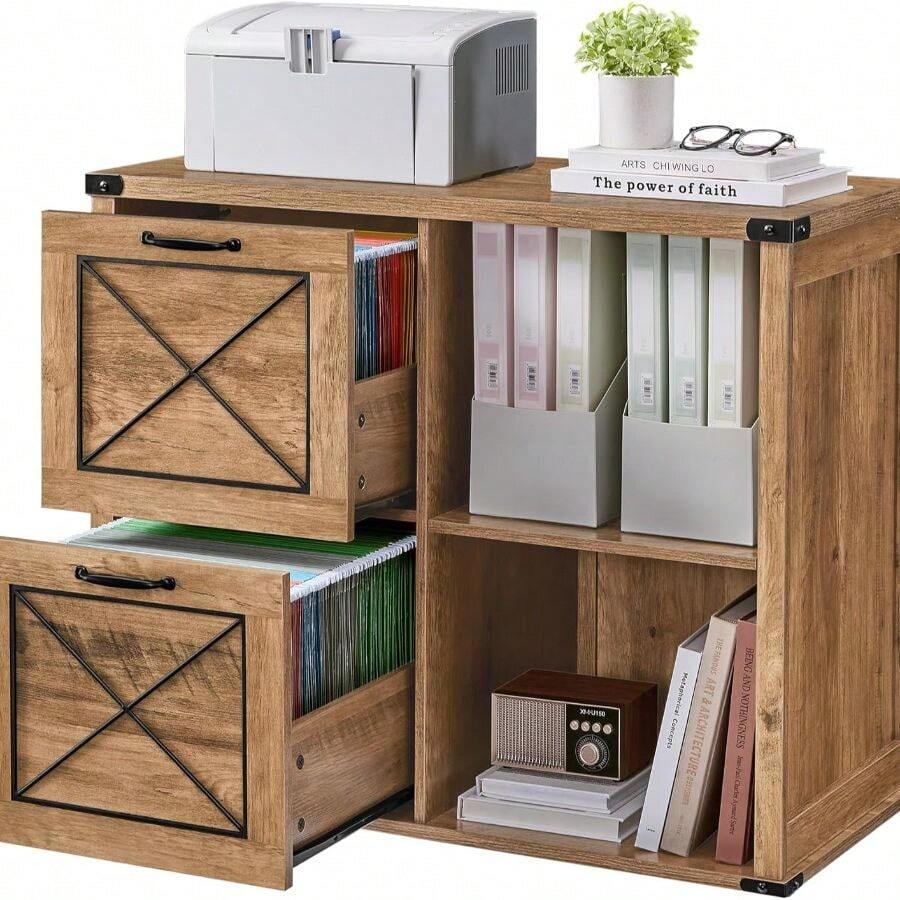 VASAGLE Lateral File Cabinet, Filing Cabinet With 2 Drawers, Printer ...