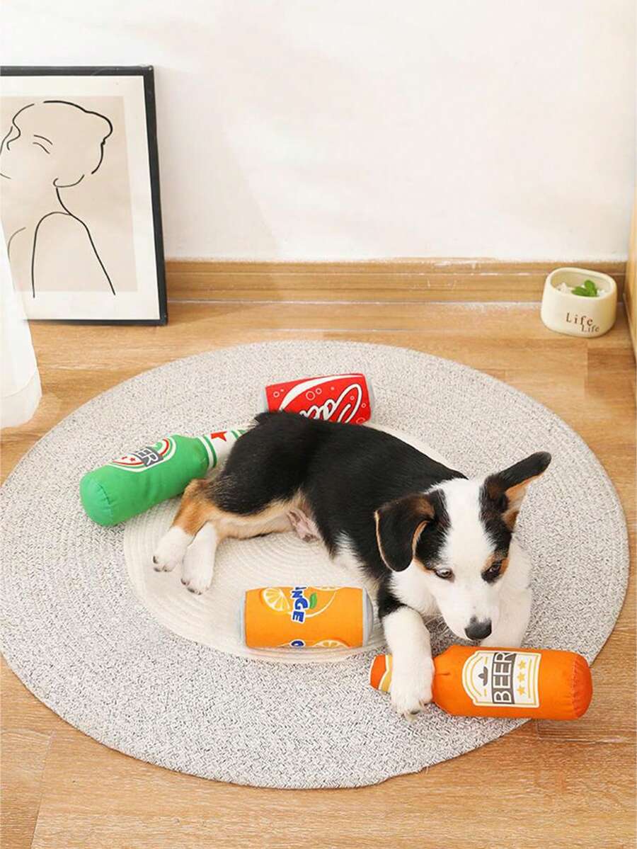 7pcs/Set Pet Crinkle Paper Chew Dolls, Dog Plush Teething Dolls ...