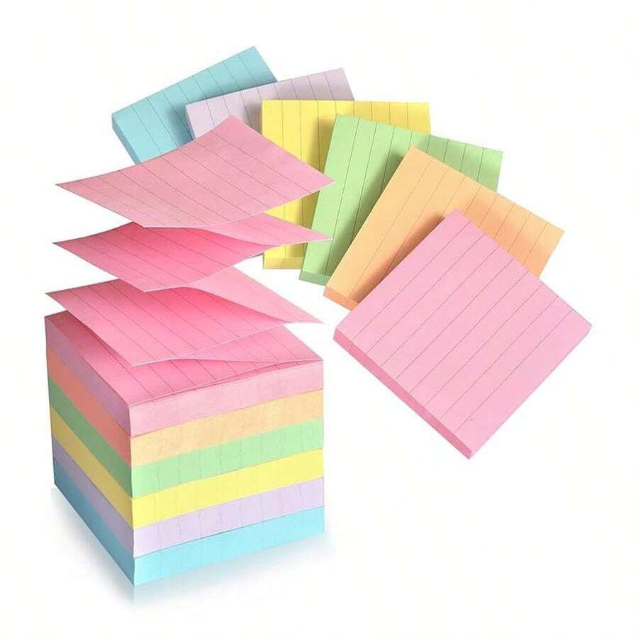 6 Piezas Notas Adhesivas Con Líneas Y Desplegables Notas Autoadhesivas