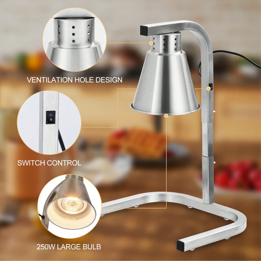 Commercial Food Heat Lamp, 1 Bulb Food Warming Light, Portable Electric ...