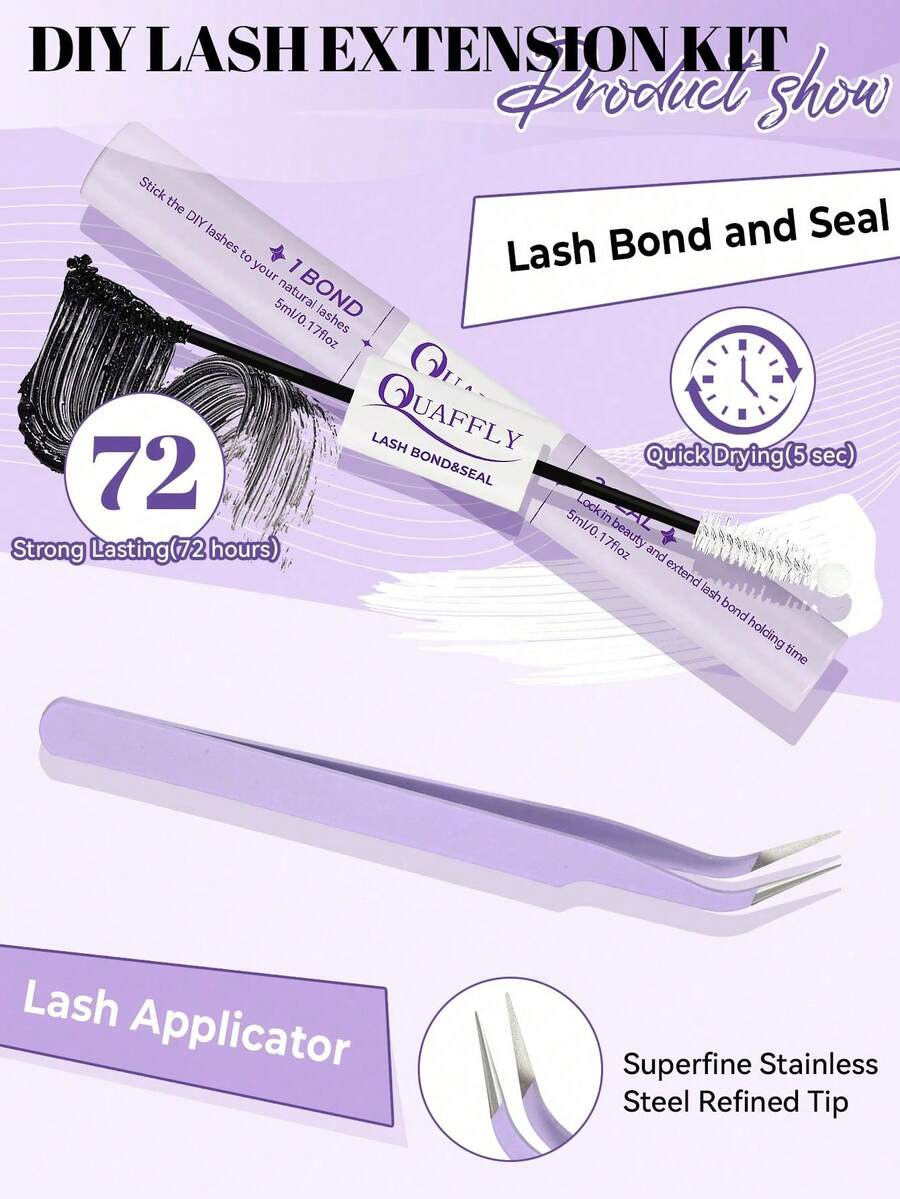 640pcs DIY Lash Extension Kit Wispy Eyelash Extension Kit D Curl Fluffy ...