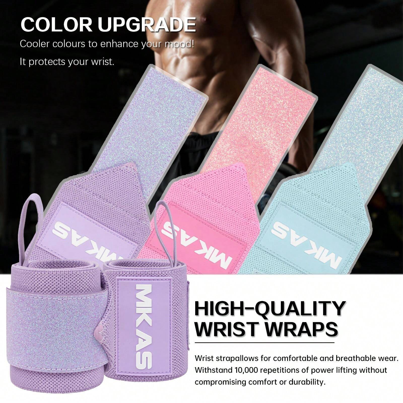 MKAS 1 Pair Weightlifting Wrist Wraps Men And Women Strength Training Wristbands Strength ...