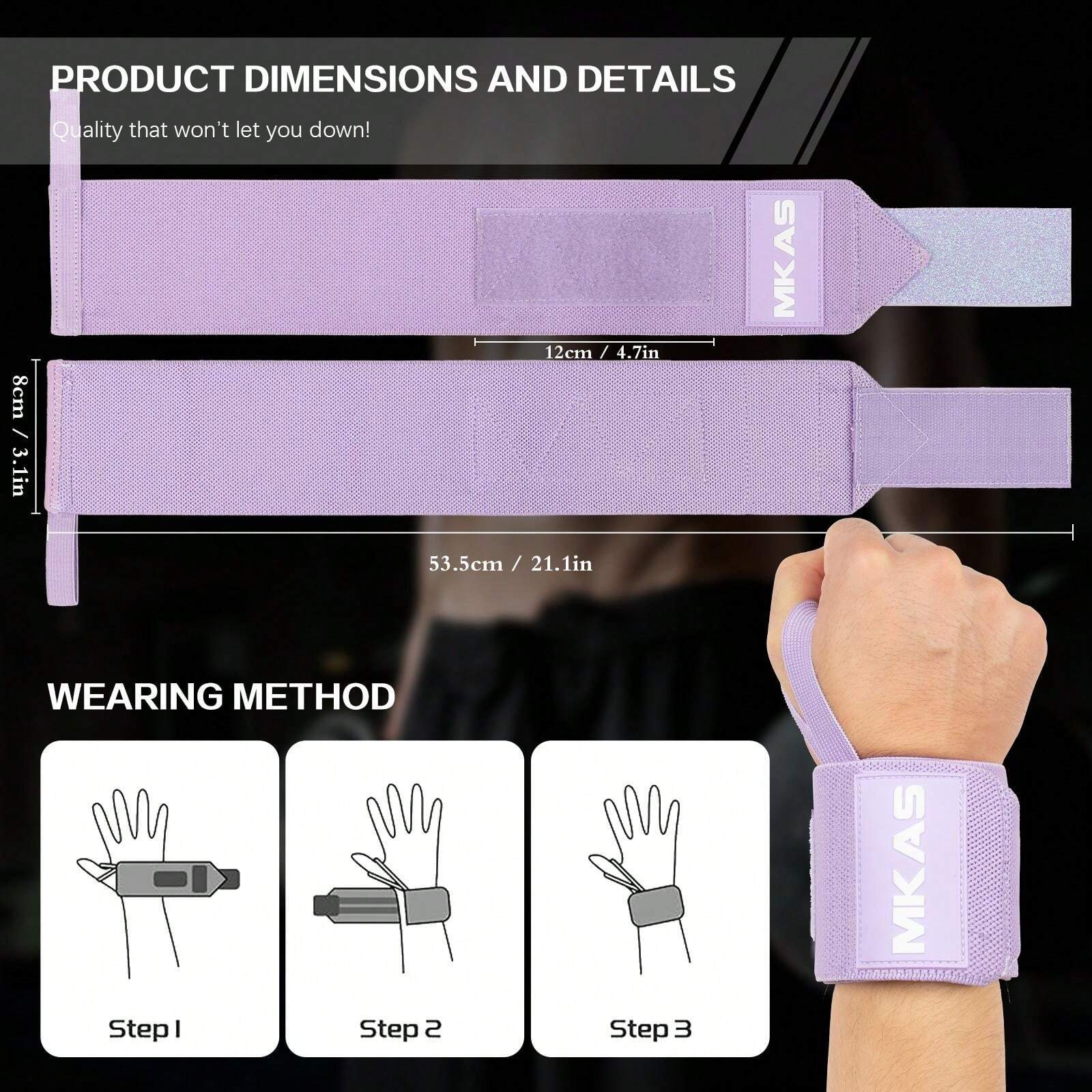 MKAS 1 Pair Weightlifting Wrist Wraps Men And Women Strength Training Wristbands Strength ...