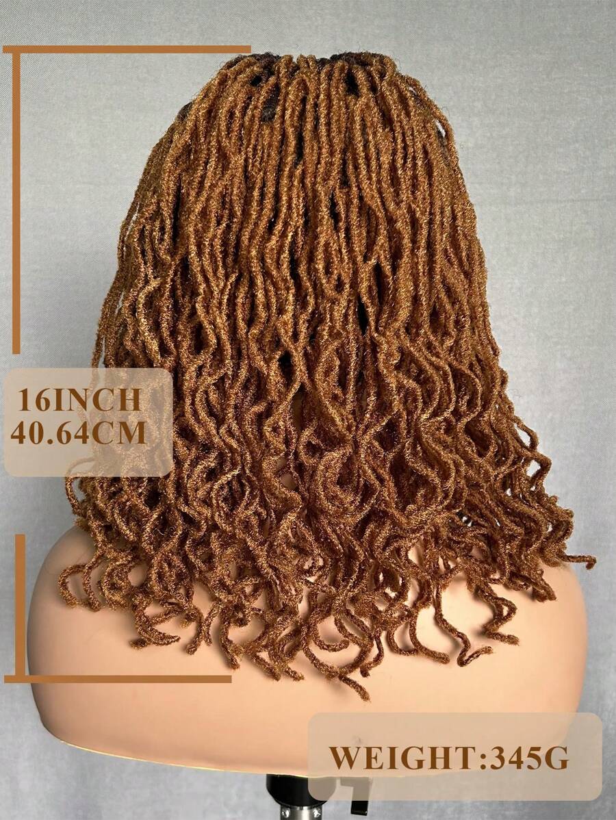 Ombre Brown Curly Dreadlock Wig 4*4 Lace Frontal 16 Inch Twist Faux ...