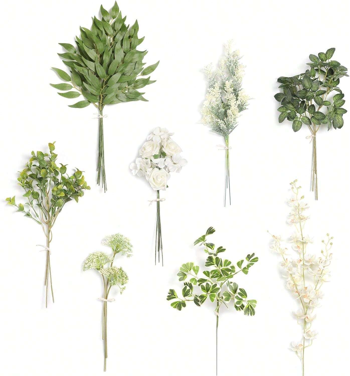 Artificial Flowers And Greenery Set (Pack Of 39) With 9 Green Fillers ...