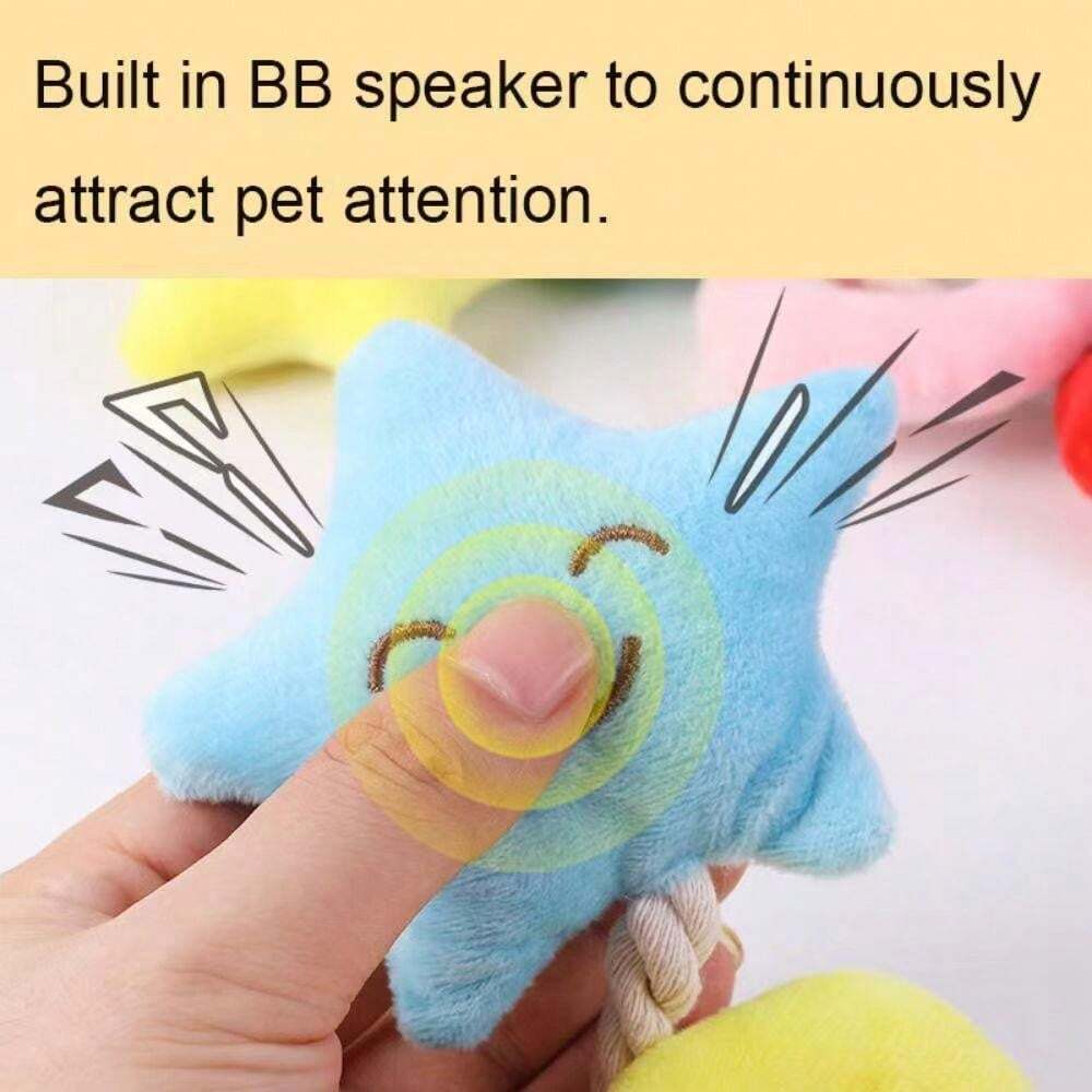0.5m Pet Star Shaped Chew Squeaky Plush Toy, Durable Teething Chewing ...
