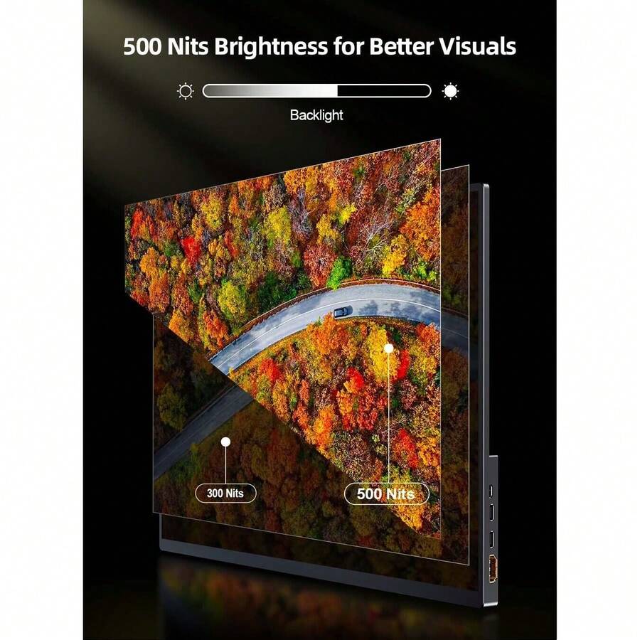 2K Portable Monitor 16" 500Nits 10 Bit Frameless USB C Portable Laptop ...