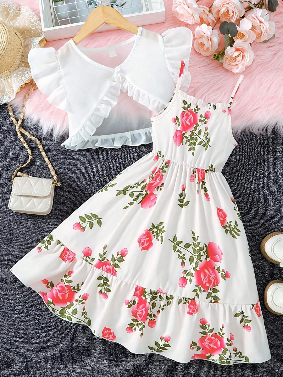 Tween Girl Halter Dress Set Rustic Tween Girl Rose Printed Dresses ...