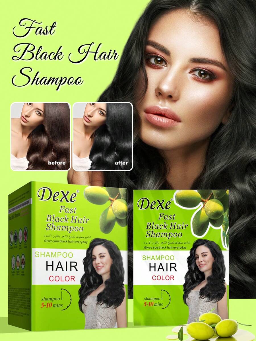 DEXE Plant Extract One-Wash Black Shampoo Covers The Original Hair ...