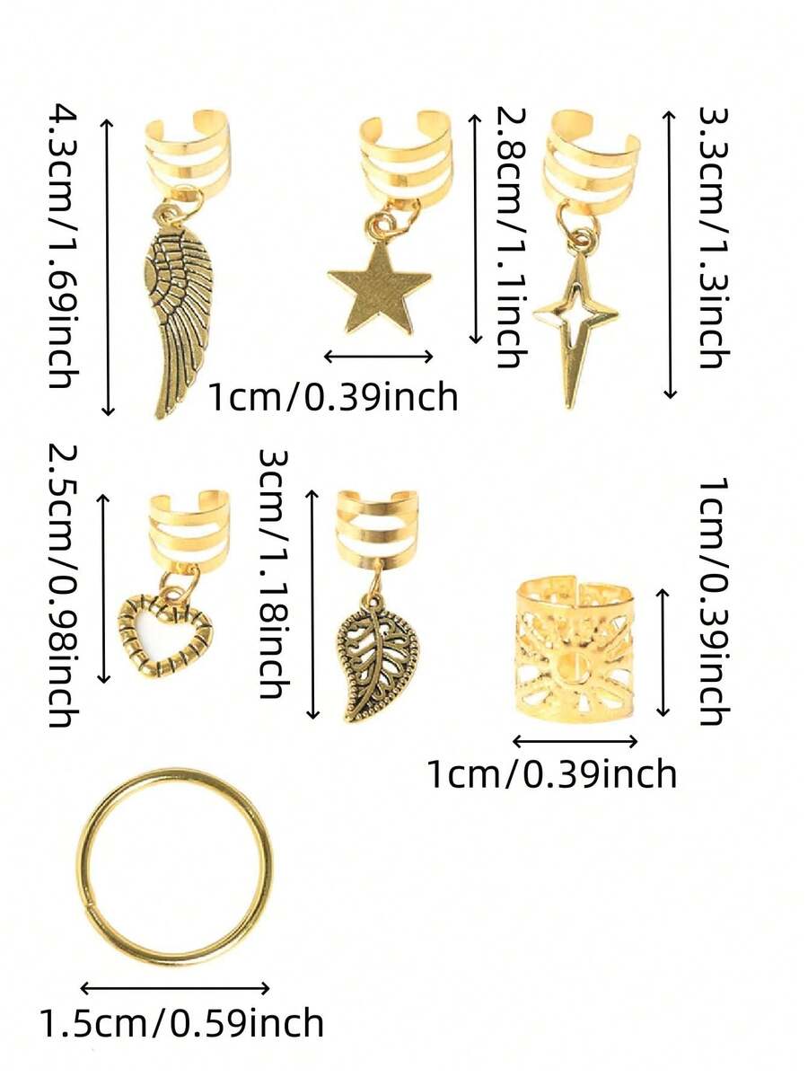 45pcs Alloy Sun Themed Mixed Style Hair Ring Set Of Hair Accessories ...