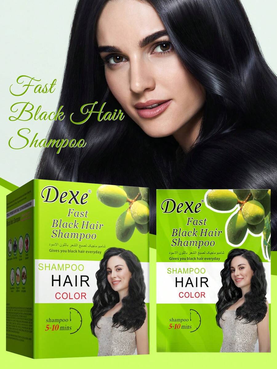 DEXE Plant Extract One-Wash Black Shampoo Covers The Original Hair ...