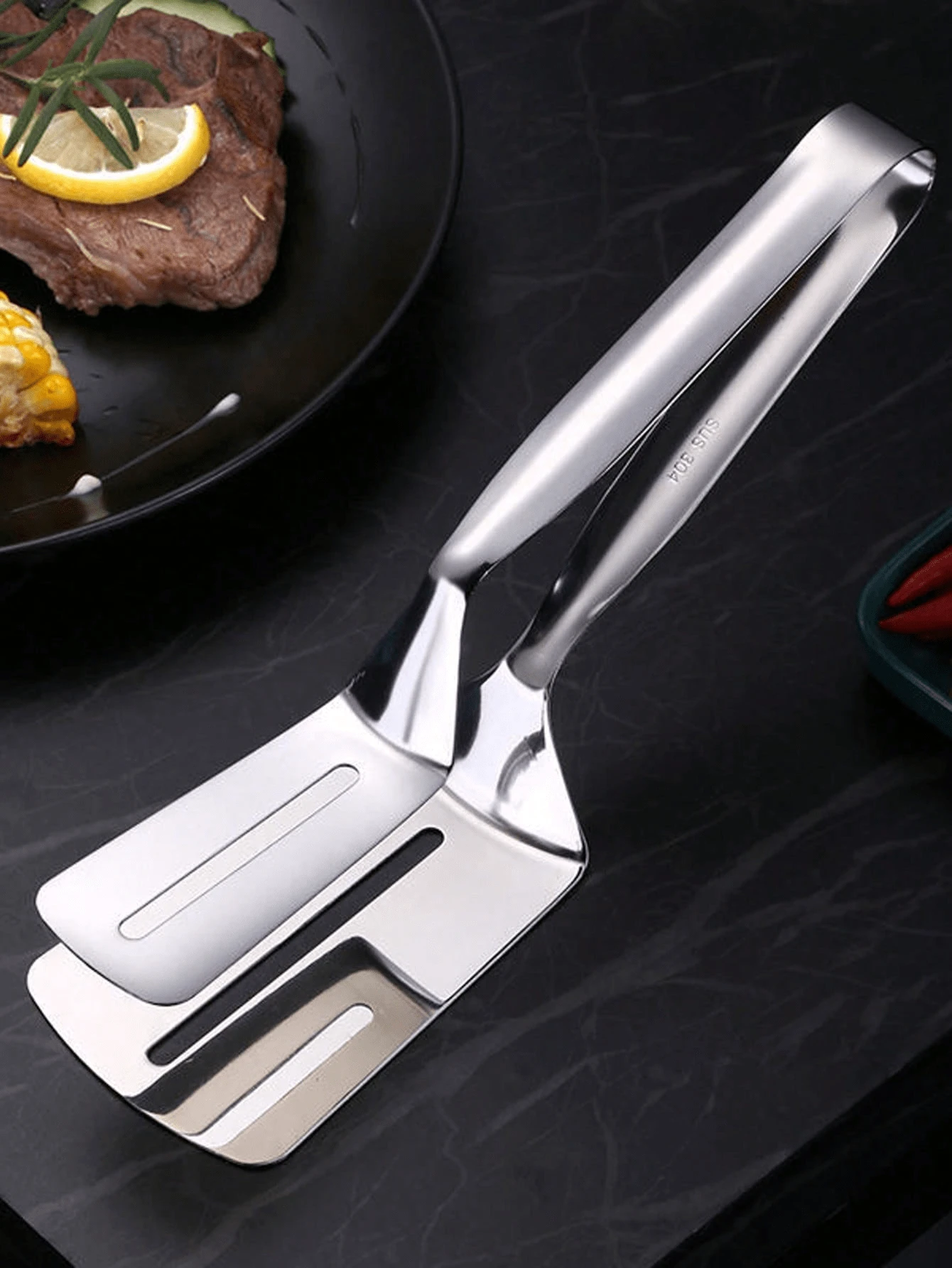 Stainless Steel Silver Food Tongs, Meat Clamp, Barbecue Tongs, Fish ...