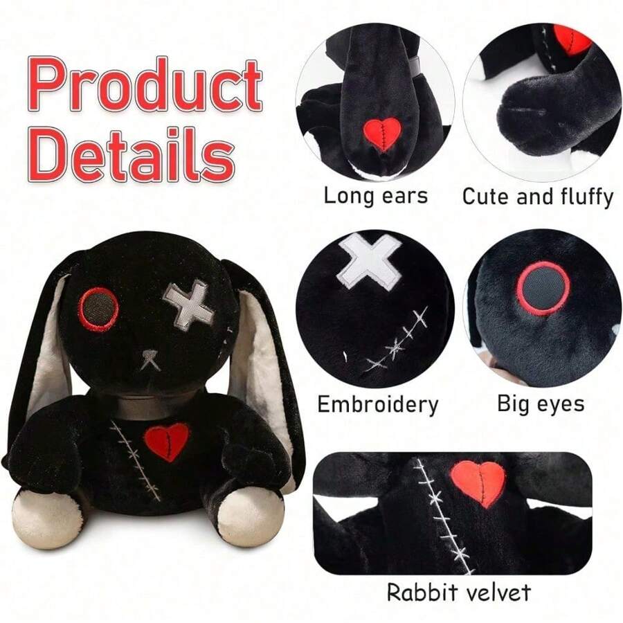 1pc 22cm/8.6inch Scary Goth Bunny Plush-Creepy Emo Rabbit Stuffed ...