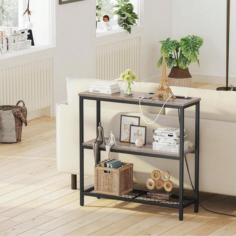 Snughome Console Table With Power Outlets, Entryway Table With Storage ...