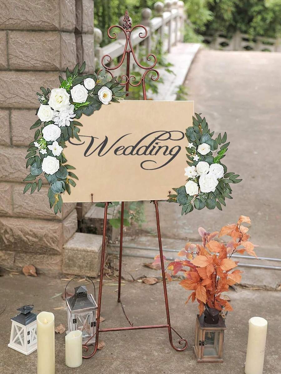 2Pcs Artificial Floral Swag Wedding Artificial Flowers Swags Kit ...