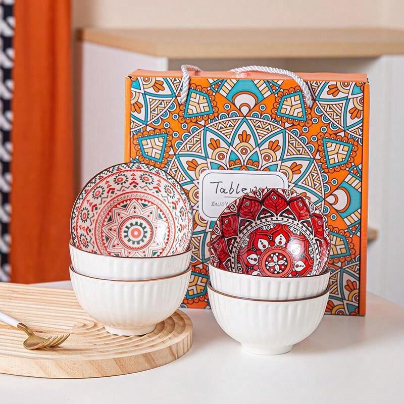 4pcs/Set 4.5-Inch Ceramic Soup Rice Bowl In Random Mixed Color Gift Box ...