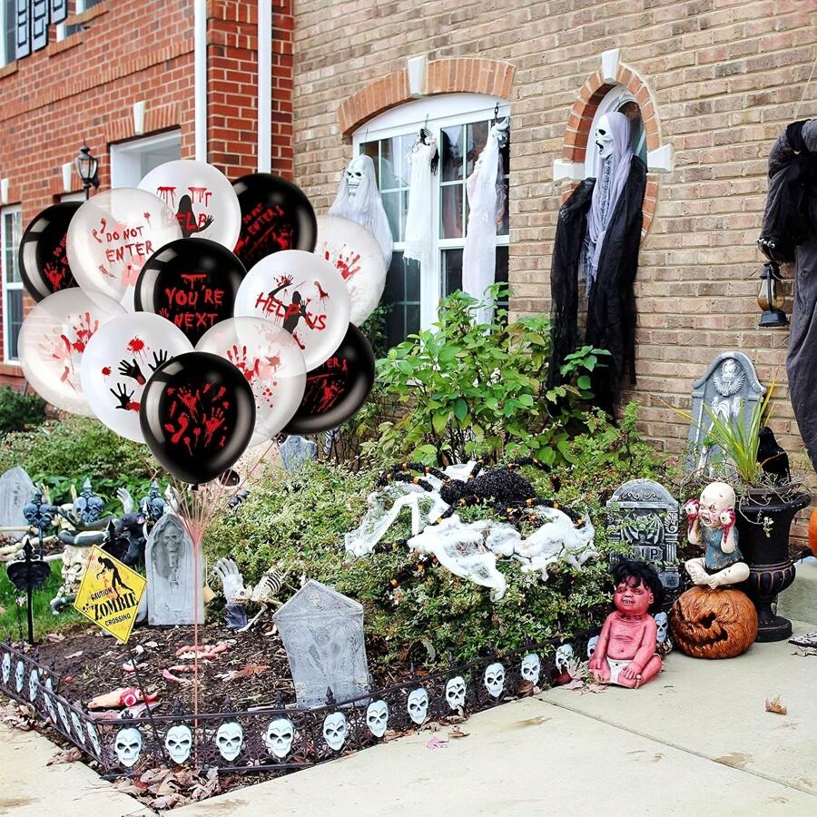 40-Pack Halloween Blood Splatter Balloons With Bloody Handprints And ...