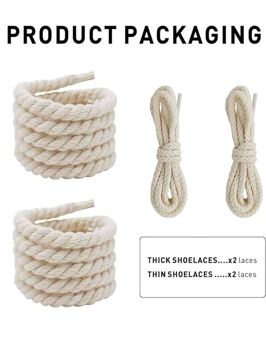 4PCS Thick Rope Shoe Laces, Round Chunky Shoelaces Replacement Strings ...