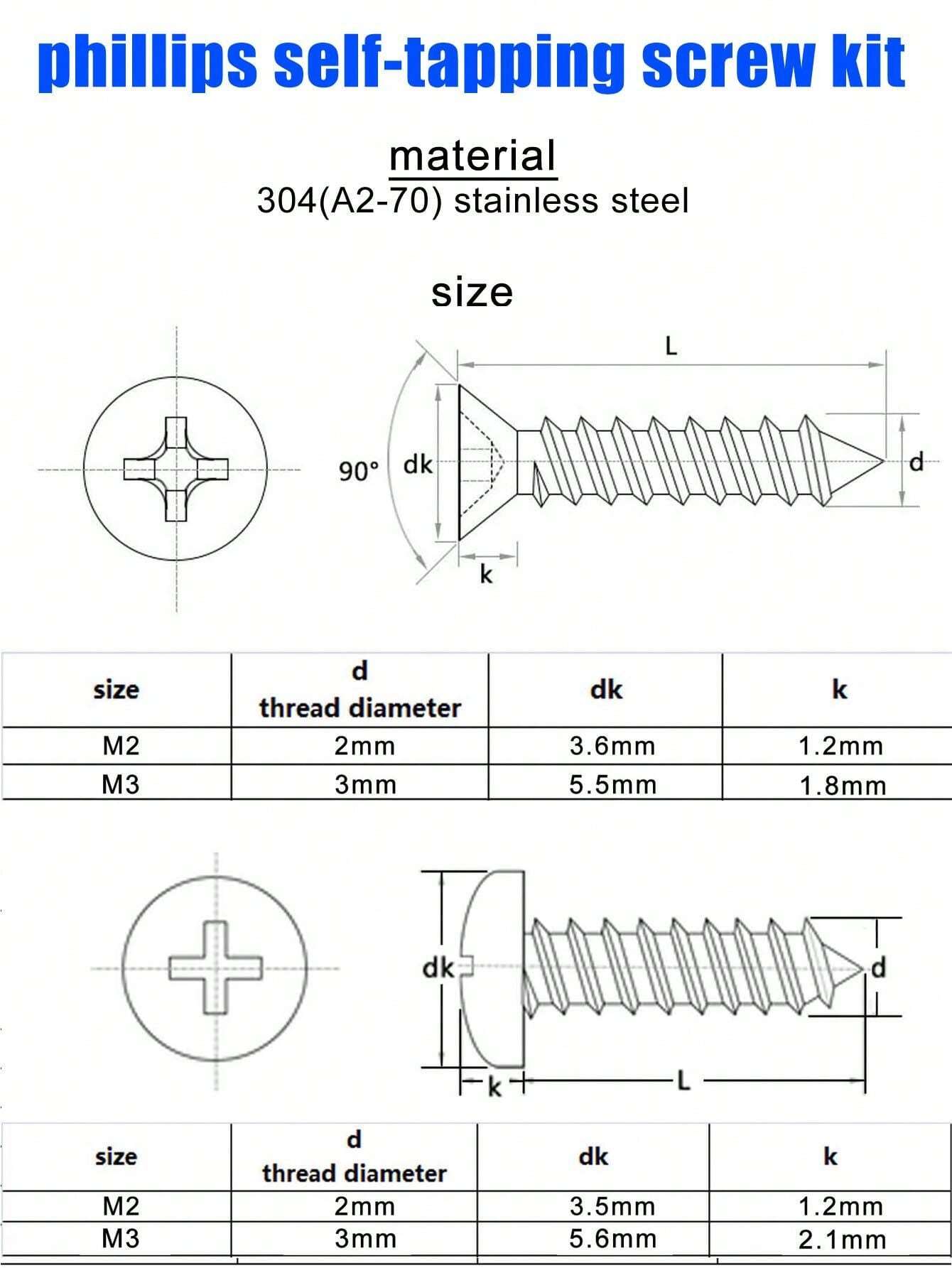 Boxed Phillips Flat Countersunk Round Pan Head Self Tapping Wood Screw ...