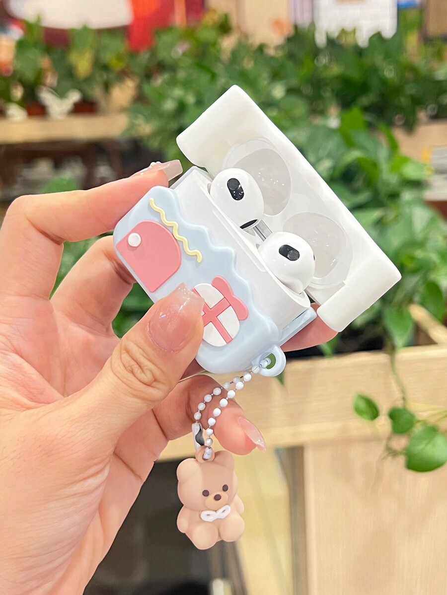 Cute Silicone Bluetooth Earphone Protective Case With Blue House Design ...
