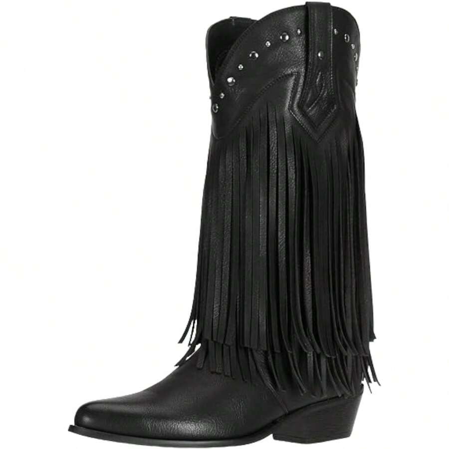 Women's Tassel Western Boots Wide Calf Cowboy Boots | SHEIN USA
