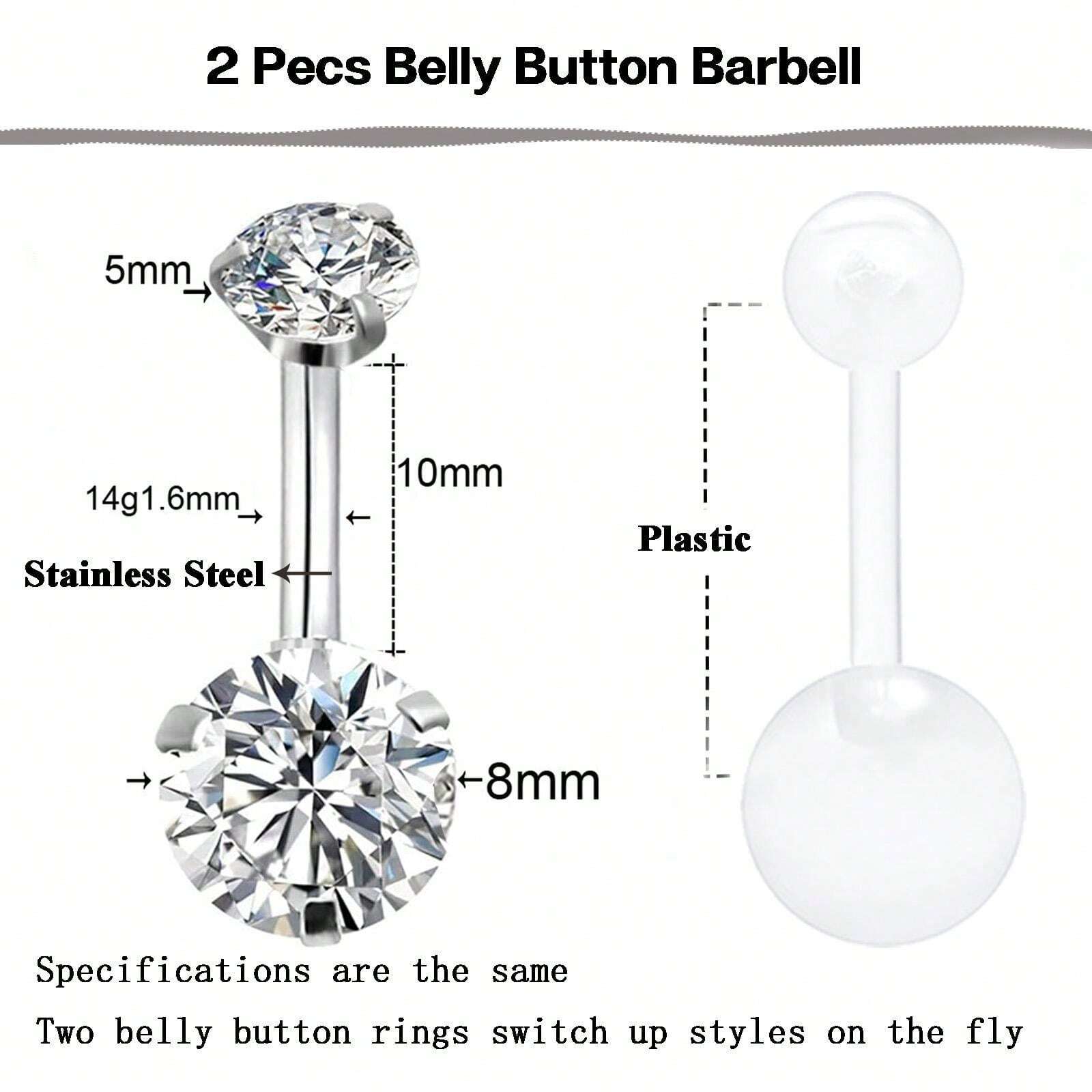 7PCS Belly Button Ring Piercing Kit,Body Piercing Kit For Belly Button ...