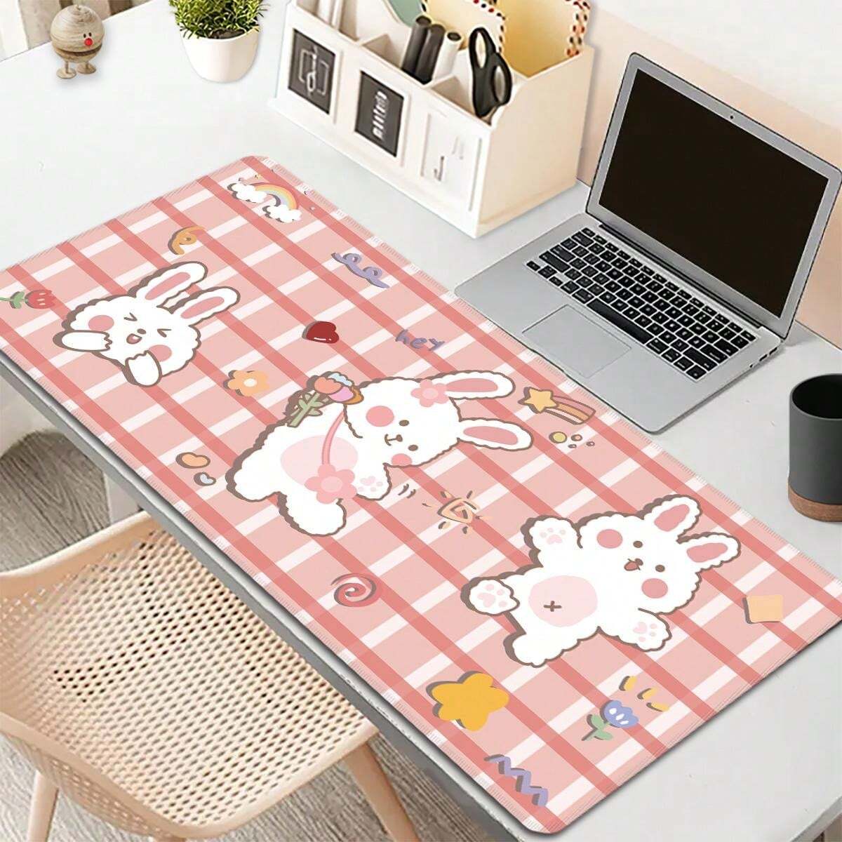 Cute Cartoon Rabbit Mouse Pad, Desk Pad, Large Keyboard Pad, Rubber ...