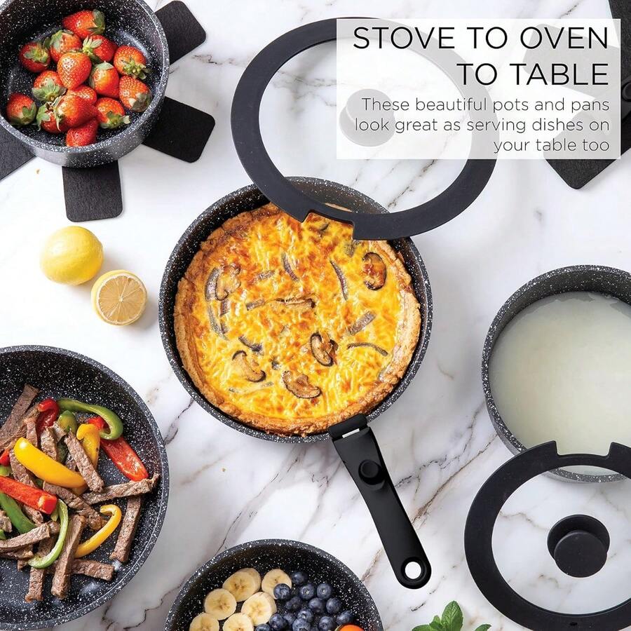 13 Piece Pots And Pans Set - Safe Nonstick Kitchen Cookware With ...