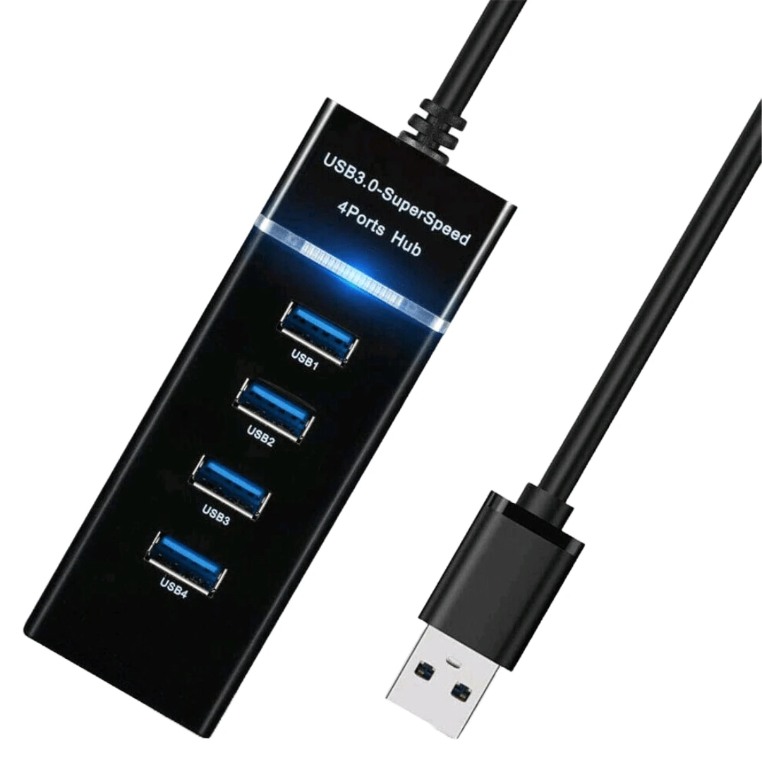 USB 3.0 Hub 4-Port Adapter Charger Data Sync Super Speed PC Laptop ...