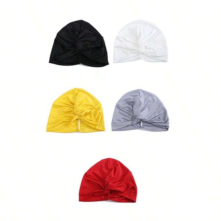 Turban Hat Solid Color Simple Street Sports Turban Pleated Knotted Men ...