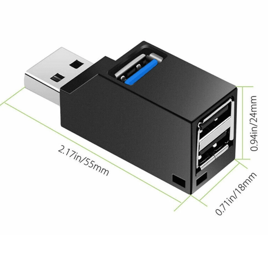 3 Port USB 3.0 Hub Portable High Speed Splitter Box For PC Notebook ...
