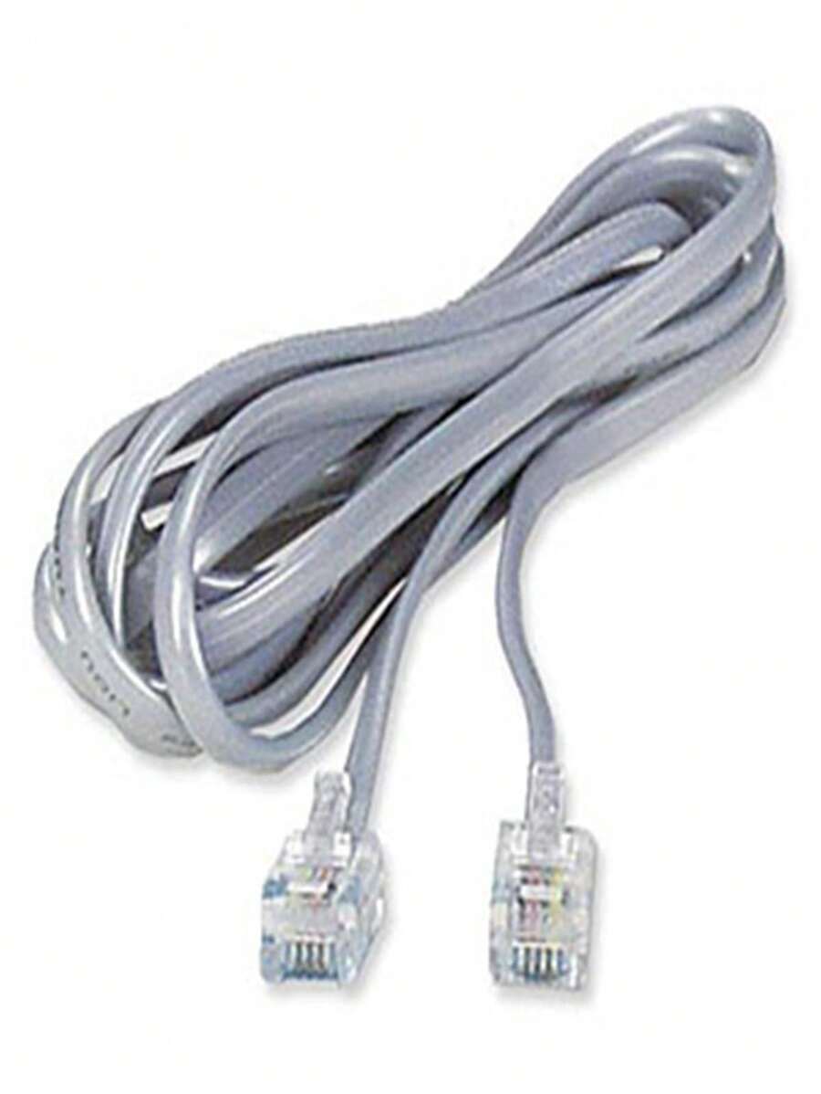 Unbeatablesale RJ11 6p6c Modular Flat Phone Cable Silver 25ft | SHEIN USA