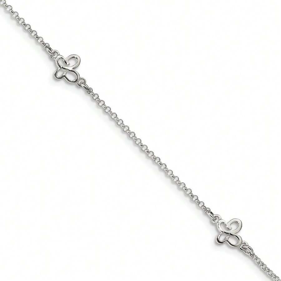 The Black Bow Sterling Silver Butterfly Station And 1.5mm Rolo Chain ...
