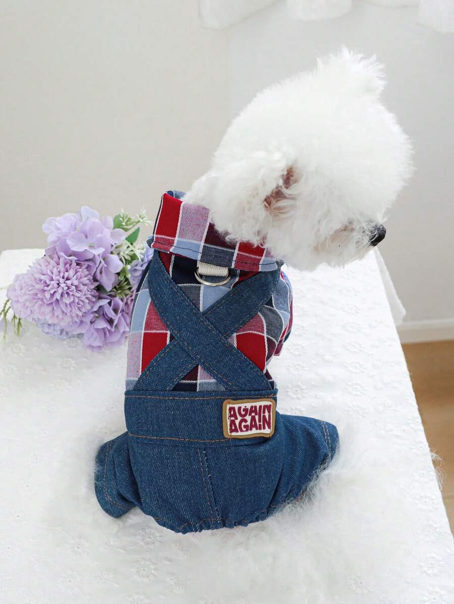 PETCIRCLE 1pc Pet Clothes, Cool Denim Overalls Style Dog Cat Casual ...
