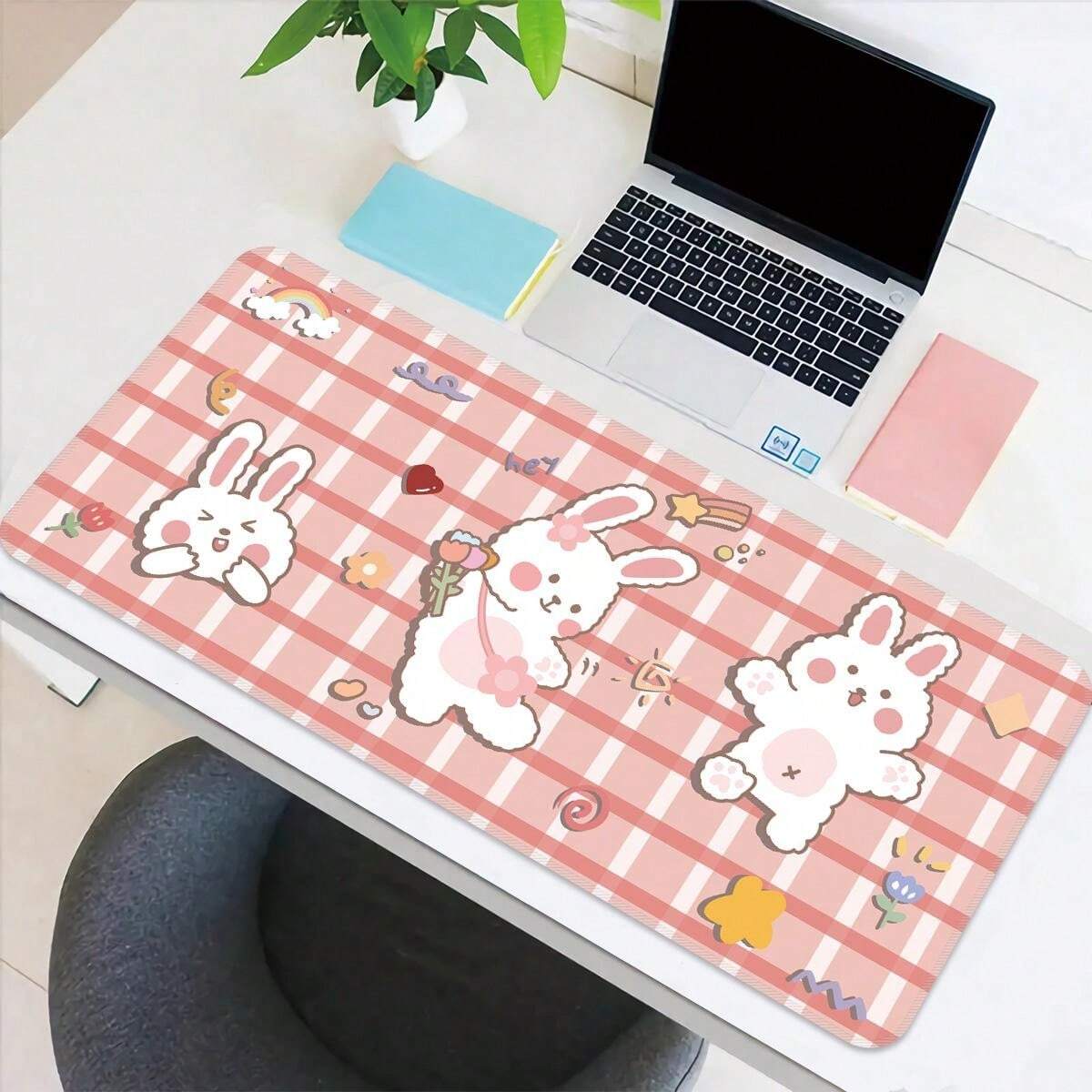 Cute Cartoon Rabbit Mouse Pad, Desk Pad, Large Keyboard Pad, Rubber ...