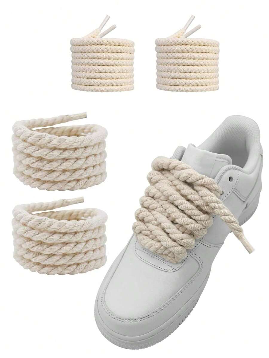 4PCS Thick Rope Shoe Laces,Round Cotton Chunky Shoelaces Replacement ...