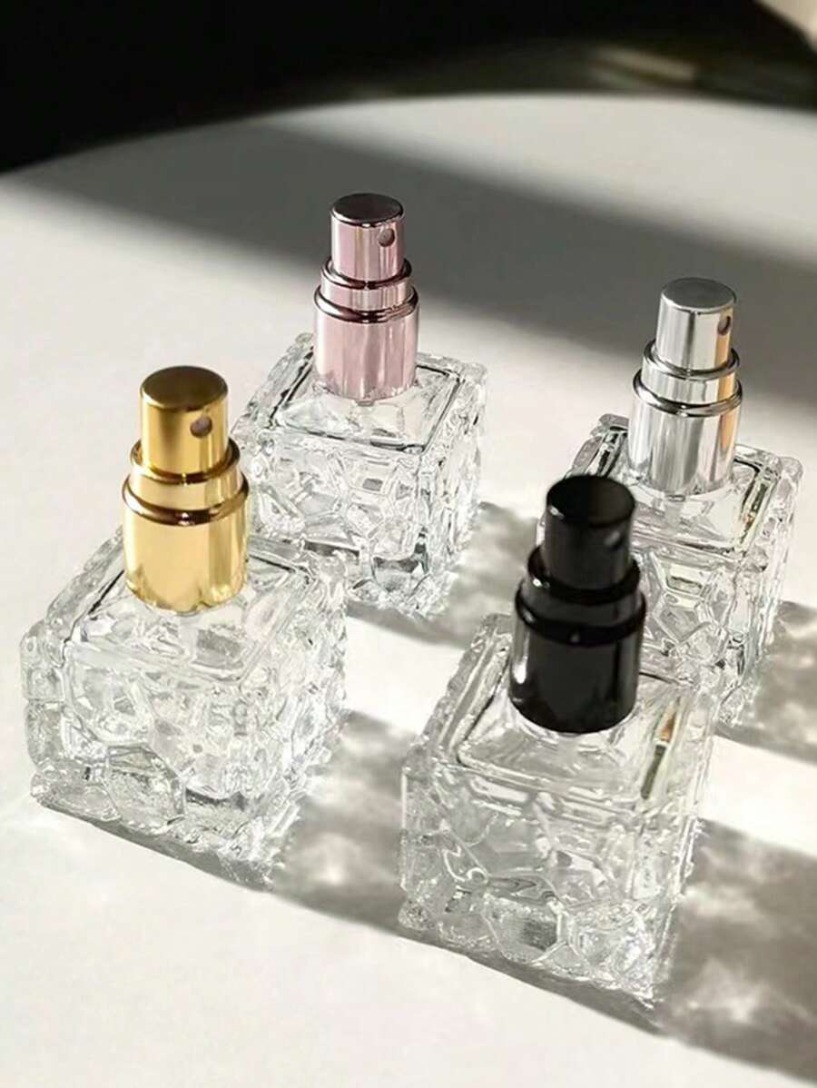 1pc,10ml Square Textured Glass Perfume Bottles, Portable Mini Spray Atomizer, Refillable, Travel ...