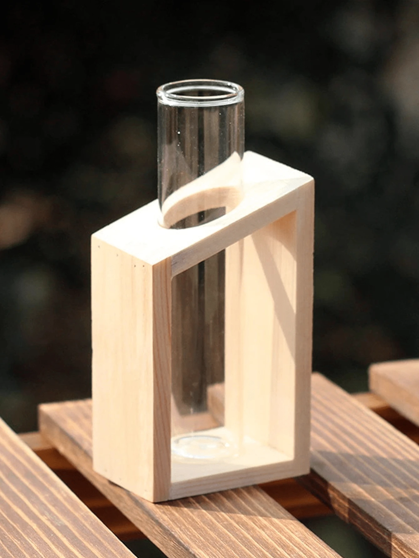Elegant Wooden Flower Stand With Glass Test Tube Vases - Home Decor ...