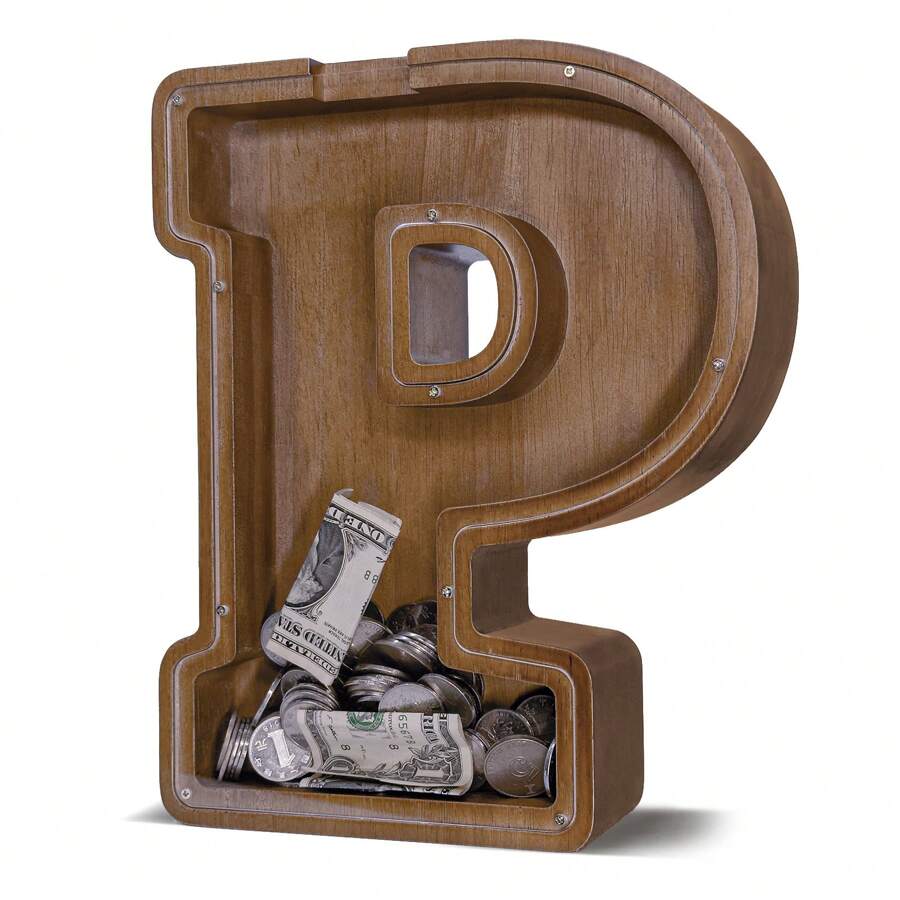 Wooden Letter Piggy Bank For Kids Larger Alphabet Letter Bank For Boys ...