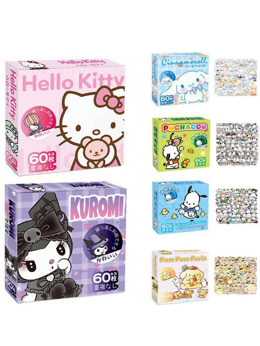 Sanrio Cute Stickers - Kuromi, Cinnamon Roll, Pompompurin Cartoon ...