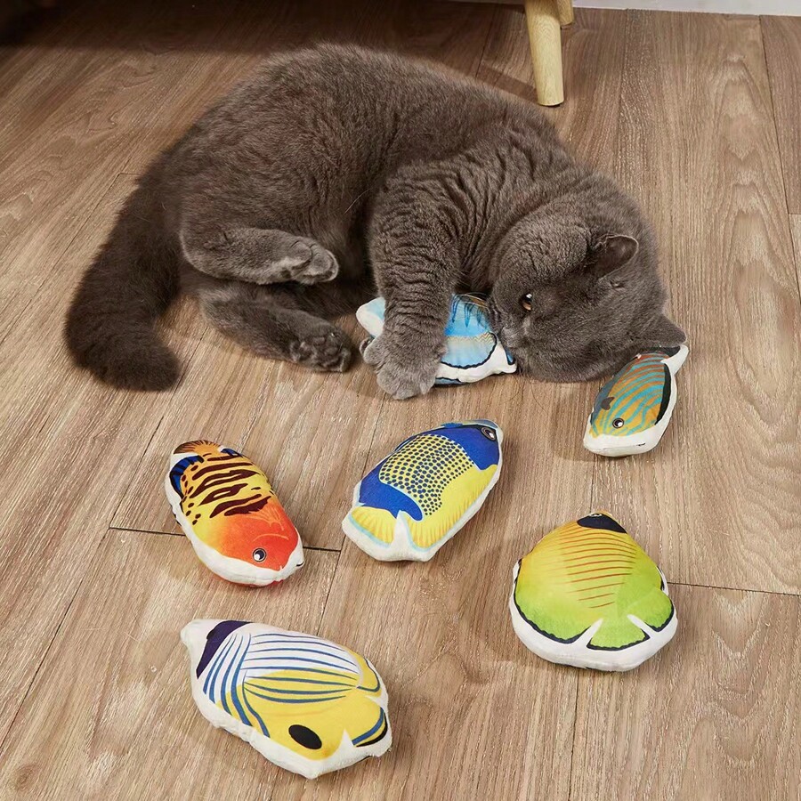 The New Cotton Fish Cat Toy Contains A Noisy Paper Cat Mint That Can ...