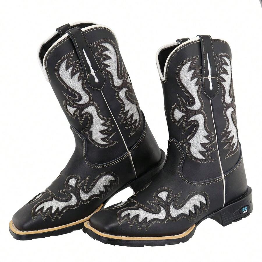 Bota Texana Feminina Couro Country Glitter Bordada Western Lançamento ...