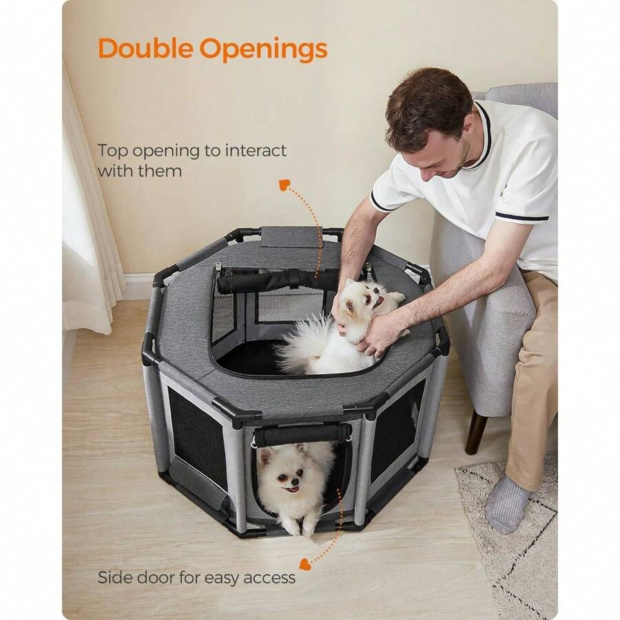 Dog Playpen, Oxford Fabric Dog Fence, Octagon Dog Crate, M, 28.3 X 28.3 ...
