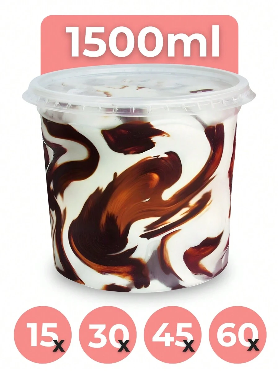 Escolha seu Kit de Pote de Plástico Descartável de 1500ml, Pote de Sorvete de Trufas, com Tampa ...